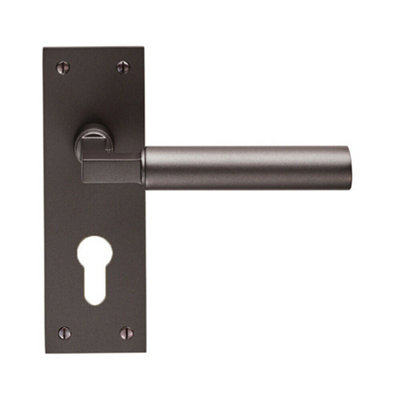 4x PAIR Round Bar Handle on Slim Euro Lock Backplate 150 x 50mm Matt Bronze