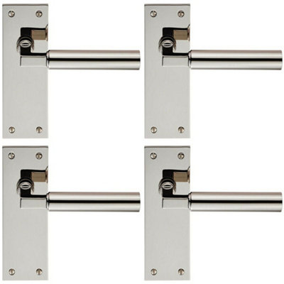 4x PAIR Round Bar Handle on Slim Latch Backplate 150 x 50mm Polished ...