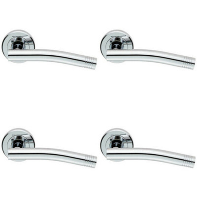 4x PAIR Round Bar Handle with Arch Concealed Fix Round Rose Polished Chrome
