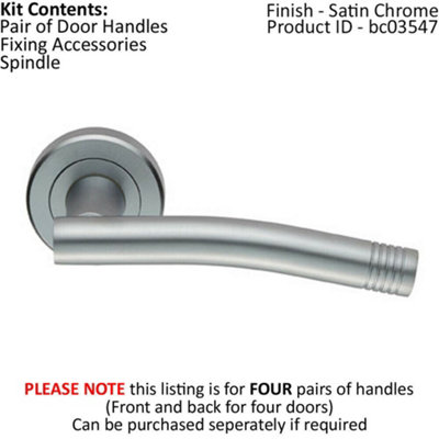 4x PAIR Round Bar Handle with Arch Concealed Fix Round Rose Satin Chrome