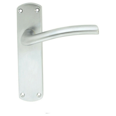 4x PAIR Rounded Curved Bar Handle on Latch Backplate 170 x 42mm Satin ...