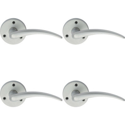 4x PAIR Slim Arched Tapered Lever on 58mm Round Rose Satin Chrome Door ...