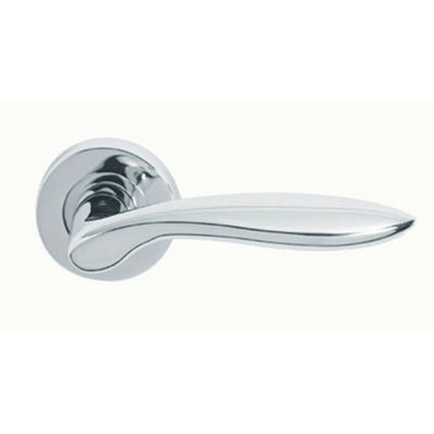 4x PAIR Smooth Ergonomic Handle on Round Rose Concealed Fix Polished Chrome