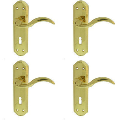 4x PAIR Spiral Sculpted Handle on Lock Backplate 180 x 48mm Polished ...