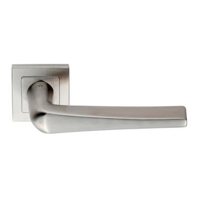 4x PAIR Square Cut Tapered Handle on Square Rose Concealed Fix Satin Steel