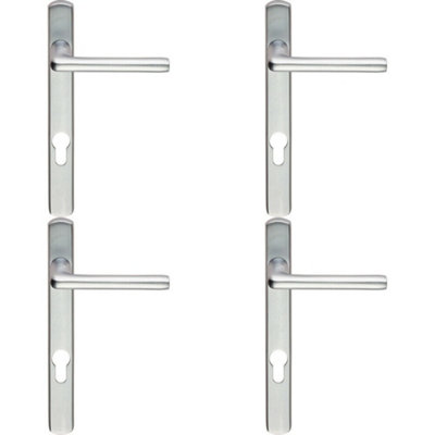 4x PAIR Straight Lever on Narrow Euro Lock Backplate 220 x 26mm Satin ...