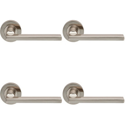 4x PAIR Straight Plinth Mounted Handle on Round Rose Concealed Fix ...