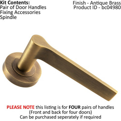 4x PAIR Straight Rounded Handle on Round Rose Concealed Fix Antique ...