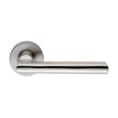 4x PAIR Straight Smooth Round Bar Handle on Round Rose Concealed Fix ...