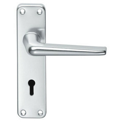 4x PAIR Straight Tapered Handle on Lock Backplate 152 x 41mm Satin ...