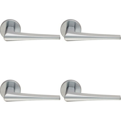 4x PAIR Straight Wedge Shaped Handle on Round Rose Concealed Fix Satin ...