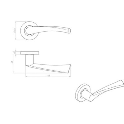 4x PAIR Twisted Angular Design Handle on Round Rose Concealed Fix Satin ...