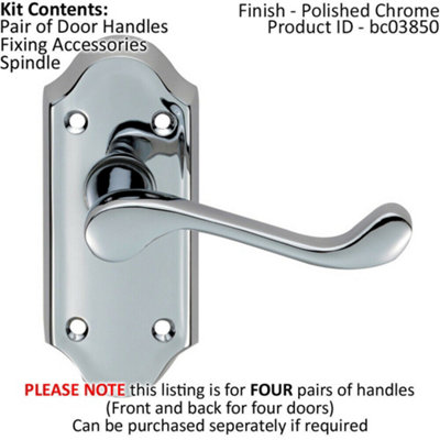 4x PAIR Victorian Scroll Lever on Short Latch Backplate 112 x 48mm ...