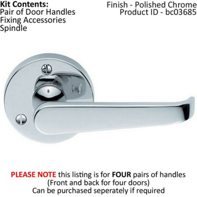 4x PAIR Victorian Straight Shaped Lever on 59mm Round Rose Chrome ...