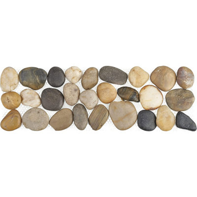 4x Pebble Edging Strips - Real Natural Stone Decoration for Pathways ...