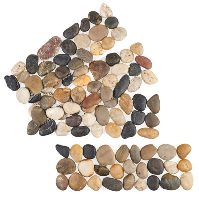 4x Pebble Edging Strips - Real Natural Stone Decoration for Pathways ...