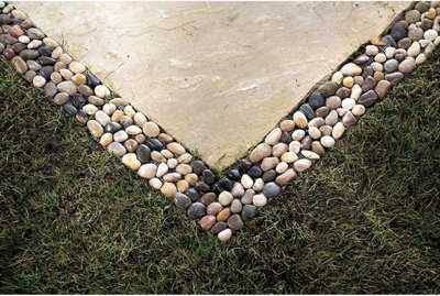 4x Pebble Edging Strips - Real Natural Stone Decoration for Pathways, Patios, Lawns, Flowerbeds ...