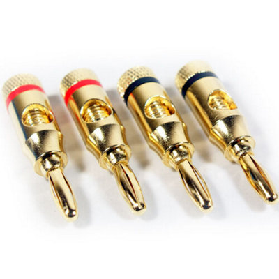4x Premium 4mm Banana Plugs 24k Gold Plated Speaker Cable Amp HiFi ...