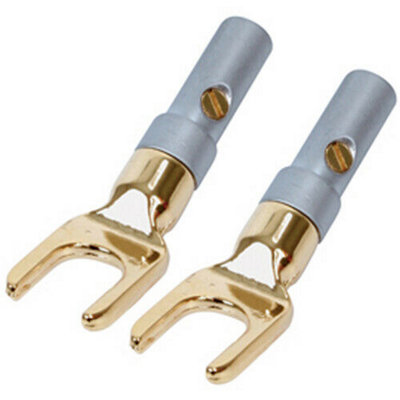 4x Premium Spade Speaker Y Fork Connectors Plugs Gold Plated Cable ...