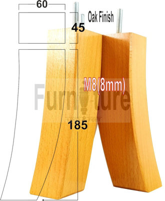 4x REPLACEMENT FURNITURE LEGS SOLID WOODEN FEET 185mm HEIGHT SOFAS ...