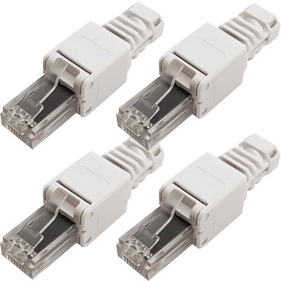 4x RJ45 CAT6 Tool-less Connectors & Boot - UTP Ethernet Plugs - NO ...