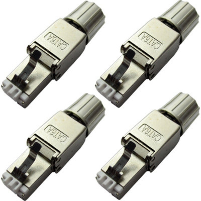 4x RJ45 CAT6a Tool less Connectors & Boot FTP Shielded Outdoor Ethernet ...