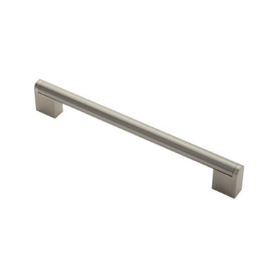 4x Round Bar Pull Handle 232 x 14mm 192mm Fixing Centers Satin Nickel ...