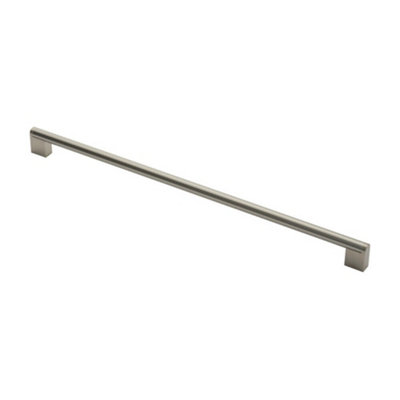 4x Round Bar Pull Handle 488 x 14mm 448mm Fixing Centres Satin Nickel ...