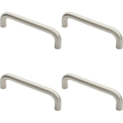 4x Round D Bar Door Pull Handle 247 x 22mm 225mm Fixing Centres Satin ...
