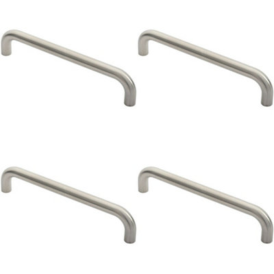 4x Round D Bar Door Pull Handle 322 x 22mm 300mm Fixing Centres Satin Steel