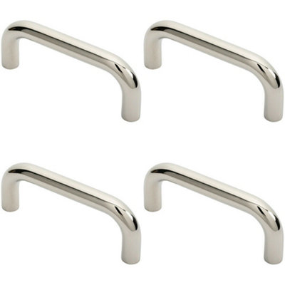 4x Round D Bar Pull Handle 169 x 19mm 150mm Fixing Centres Bright Steel