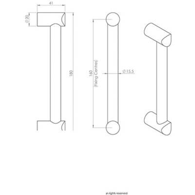 4x Round Tube Pull Handle 180 x 16mm 160mm Fixing Centres Satin Nickel