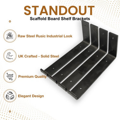 4x Scaffold Industrial Shelf Brackets, Rustic Heavy Duty Board Brackets ...