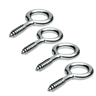 4x Screw Eyes 75x7.3mm BZP Steel - Rust-Resistant Hooks for Hanging ...