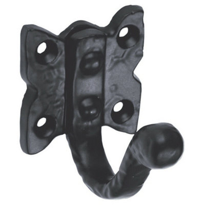 4x Single Ornate Wardrobe Hook on Butterfly Backplate 47mm Proj Black ...