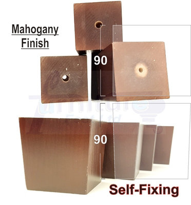 4x SOLID BLOCK WOOD FEET REPLACEMENT FURNITURE LEGS 90mm HEIGHT SOFAS ...