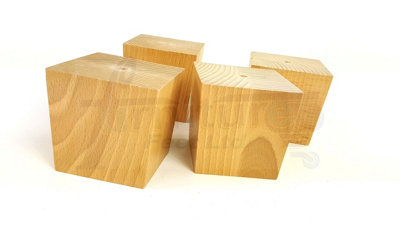 4x SOLID BLOCK WOOD FEET REPLACEMENT FURNITURE LEGS 90mm HEIGHT SOFAS ...