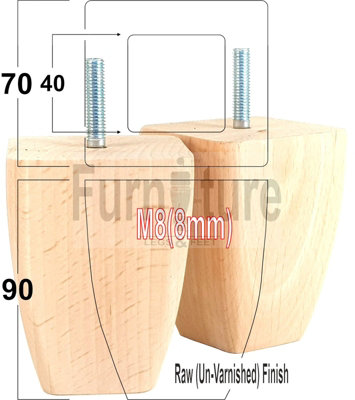 4x SOLID WOODEN FEET REPLACEMENT FURNITURE LEGS 90mm HEIGHT SOFAS ...