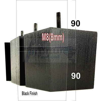 4x SOLID WOODEN SQUARE FEET REPLACEMENT FURNITURE LEGS 90mm HEIGHT ...