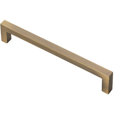 4x Square Block Pull Handle 170 x 10mm 160mm Fixing Centres Antique Brass