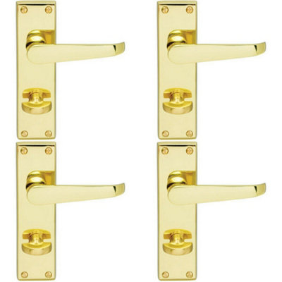4x Victorian Flat Lever on Bathroom Backplate Handle 150 x 42mm ...