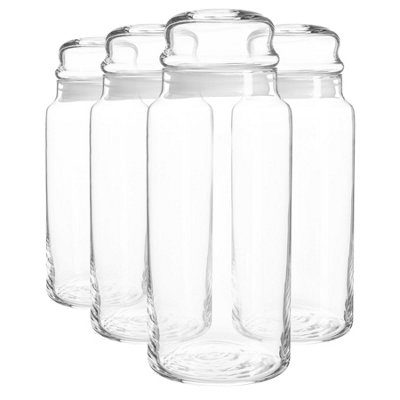 4x White 1.4L Sera Glass Food Storage Jars - Large Tea Coffee Spice ...