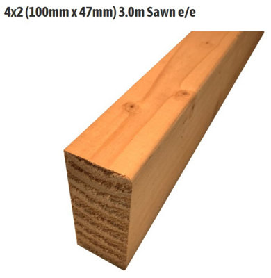 4X2 TIMBER x 3.0m Timber Joists Eased Edge 4 Lengths In A Pack (FREE ...