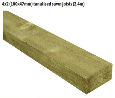 4X2 Treated Rough Sawn Timber 100(W) x 47(T) x 2400mm(L) 4 Lengths In A ...