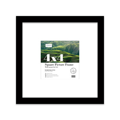 4x4" Black Picture Frame - 4x4" Square Frame with 2x2" Mount for 4x4 ...
