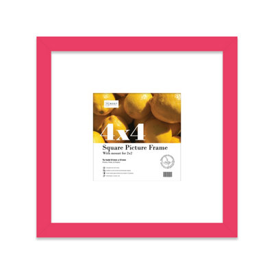 4x4" Bright Pink Picture Frame - 4x4" Square Frame with 2x2" Mount for ...