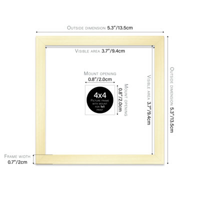 4x4" Gold Picture Frame - 4x4" Square Frame with 1x1" Mount for 4x4 ...