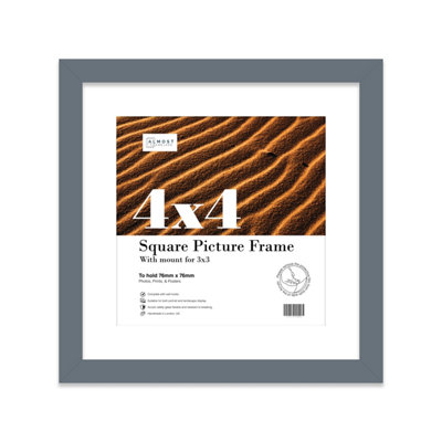 4x4" Grey Picture Frame - 4x4" Square Frame with 3x3" Mount for 4x4 ...