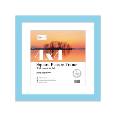 4x4" Light Blue Picture Frame - 4x4" Square Frame with 3x3" Mount for ...