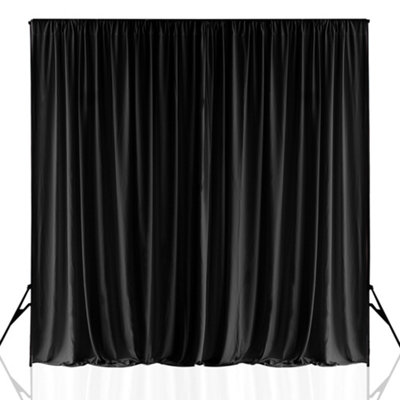 4x4 Metres Backdrop Curtain, Spandex Polyester Fabric Panel, Black